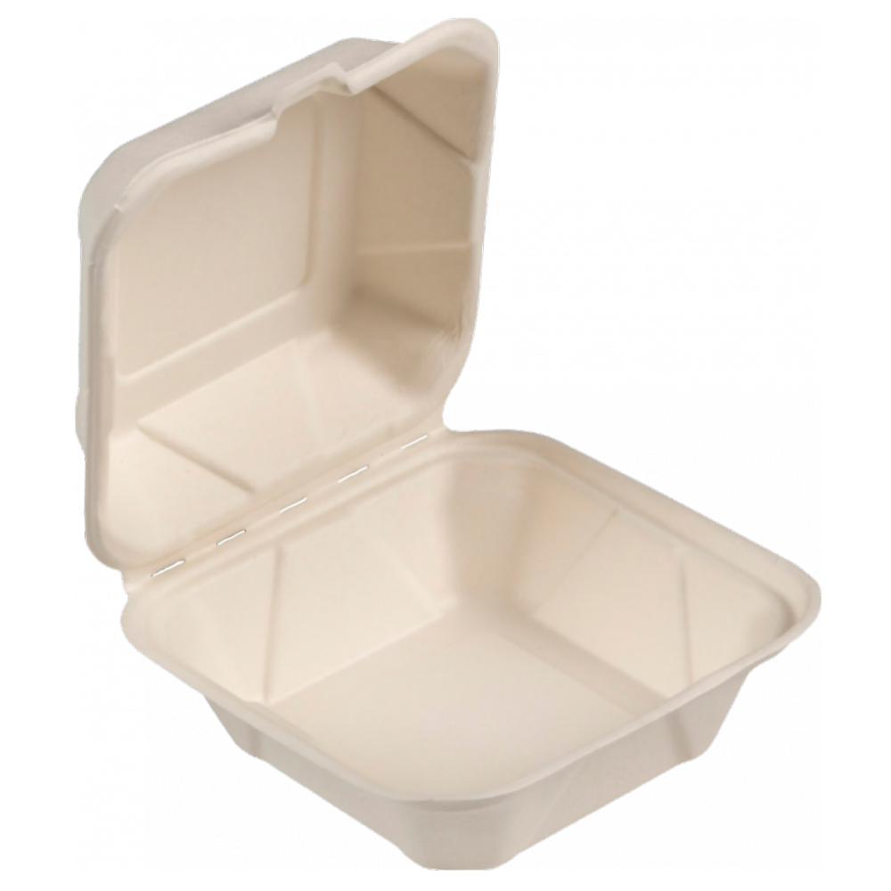 6in clamshell, white molded fiber