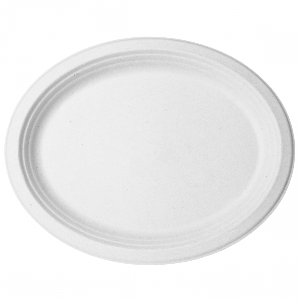 7 x 10in white molded fiber oval platter