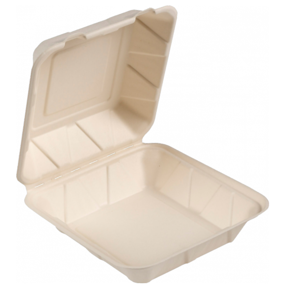 8in clamshell, white molded fiber